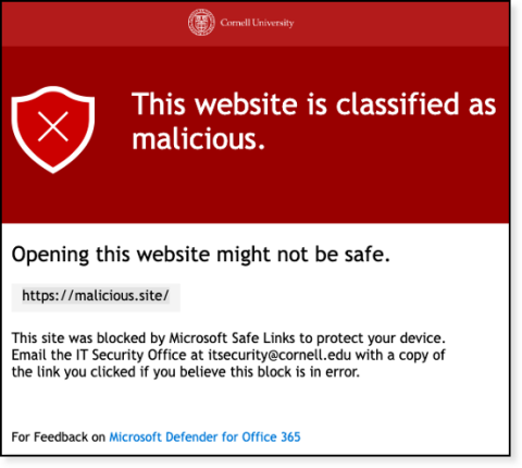Safe Links Warning Pages | IT@Cornell